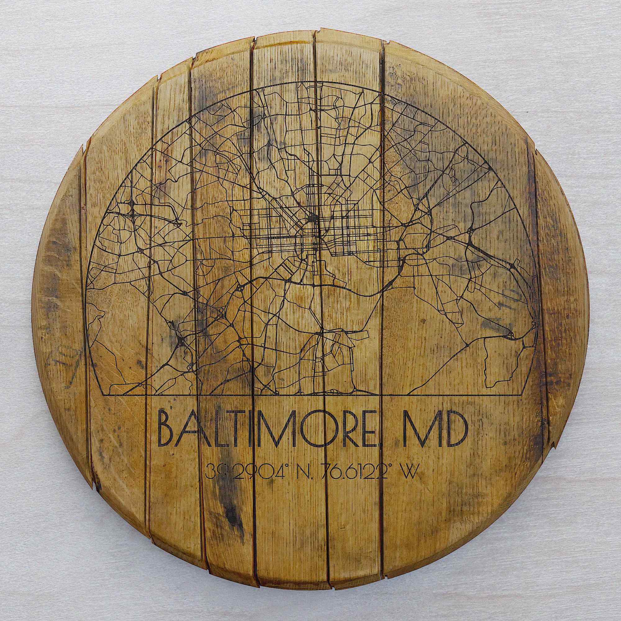 Customized Map Engraved Barrel Head – WhiskeyMade